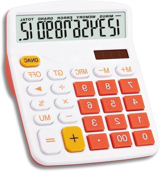 Zakelijke rekenmachine op zonne-energie met dubbele voeding en groot display - 12... | bol