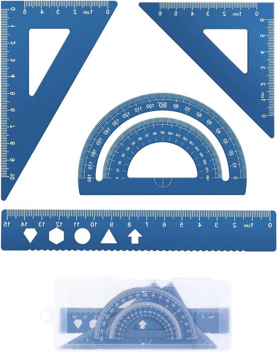 Metalen liniaal set 15 cm voor kinderen - 4-delige geometrieset met ...