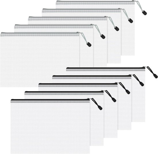 A4 Zip Pocket Waterproof Mesh Document Bag for Receipts Paper Pack of ...