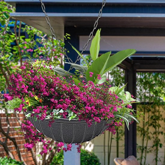 Round Fabric Flower Baskets - Set of 4, 16 Inch - Hanging Plants ...