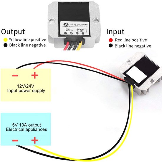 DC-DC Spanningsomvormer 12V/24V naar 5V - 10A 50W | bol