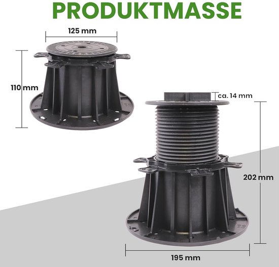 Verstelbare sokkel voor terrasplaten met antislip pad - Hoogte ...