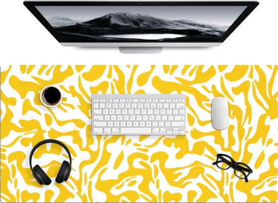 Bureau onderlegger 90x45 cm - Muismat Vormen - Wit - Abstract ...