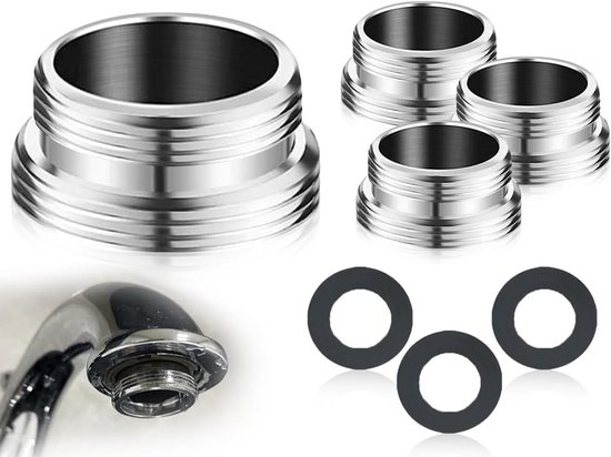 3-delige kraanadapterset met 3 zwarte rubberen afdichtingen en straalregelaar (M24-M22) | bol