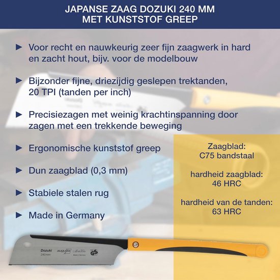 Traditionele Japanse zaag voor fijne zaagsneden in hout - ergonomische ...