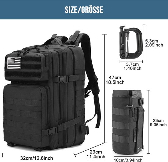Tactische Rugzak 45L - Duurzame Militaire Rugzak voor Outdoor ...