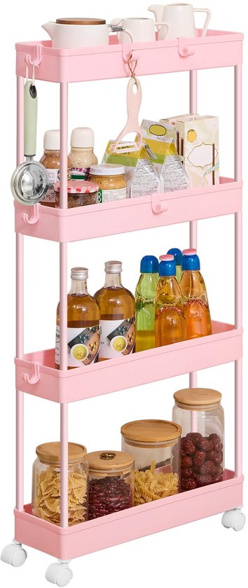 Unyqoos® Multifunctionele Trolley met Vier Niveaus en 360° Wielen voor ...