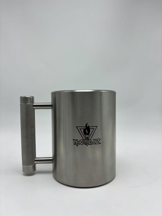 Naudiz Logte Mok - Zware Heavy Mug - RVS Dumbbell Mok - Griptraining ...