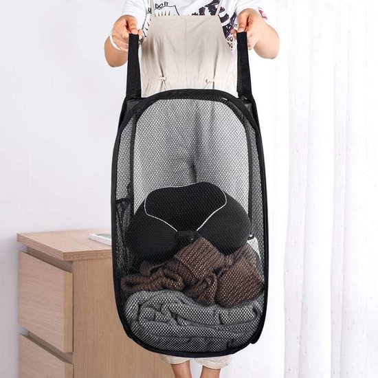 Opvouwbare wasmand zwart 35 x 35 x 61 cm - Set van 2 stuks | bol