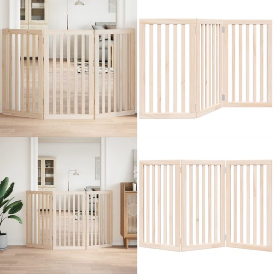 vidaXL Hondenhek inklapbaar 3 panelen 150 cm populierenhout - Hondenhek - Hondenhekken... | bol