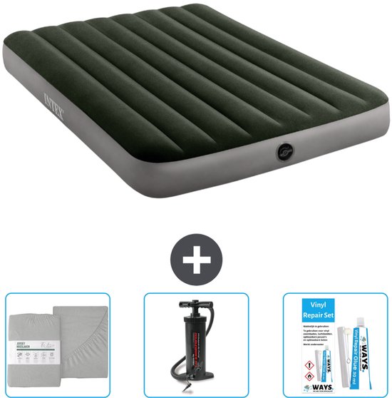 Intex Luchtbed - Twijfelaar - 137 x 191 x 25 cm - Groen - Inclusief Hoeslaken - Pomp... | bol