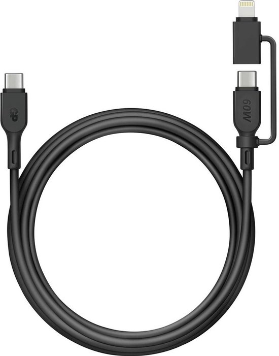 GP USB-kabel USB-C, Apple Lightning stekker 1.50 m Zwart GPCBCXBPBKUSB964 | bol