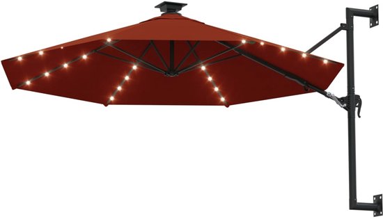 vidaXL Wandparasol met LED's 300 cm terracottakleurig - Parasol ...