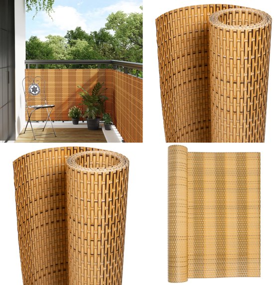 vidaXL Balkonscherm 1000x90 cm poly rattan lichtbruin - Balkonscherm ...