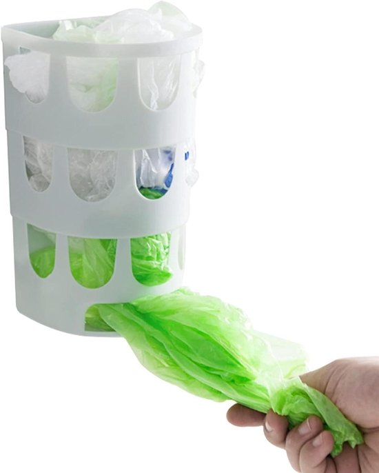 Plastic zakhouder wandmontage zakdispenser met grote gaten (Wit) | bol