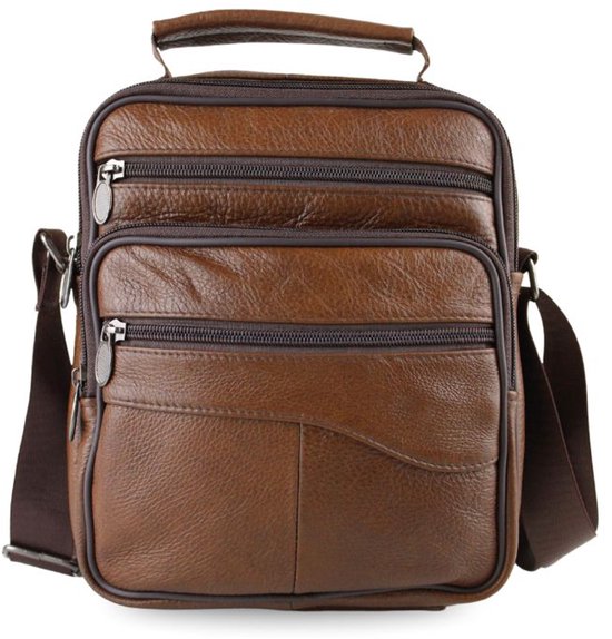 Leren schoudertas heren Bruin | Crossbody tas heren leder | Reporter ...