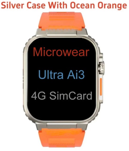 Smartwatch Ultra AI3 4G - 2,2 Inch Amoled Scherm, Gezondheidsmonitoring ...