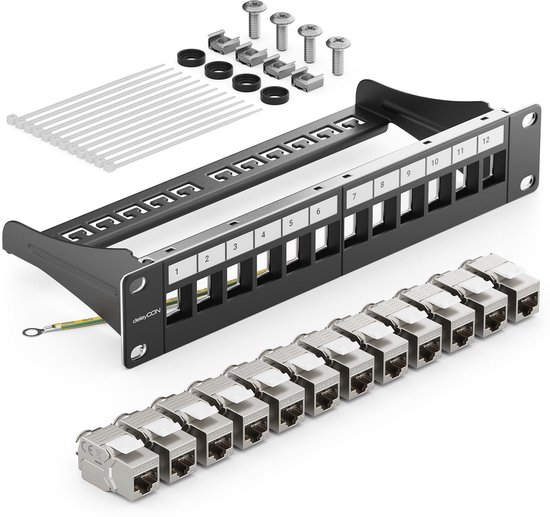 12-Poorts CAT 7 Patchpaneel met Keystone-Modules voor ...