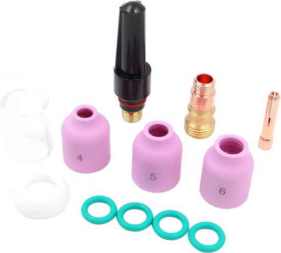 12-delige set TIG Alumina Nozzle KIT Stubby Clamp Body Gas Lens 3/32 "2 ...