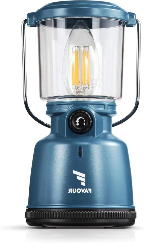 L0818 Retro LED lantaarn camping lamp - 320 lumen, IP64 waterdicht, oplaadbaar, blauw | bol
