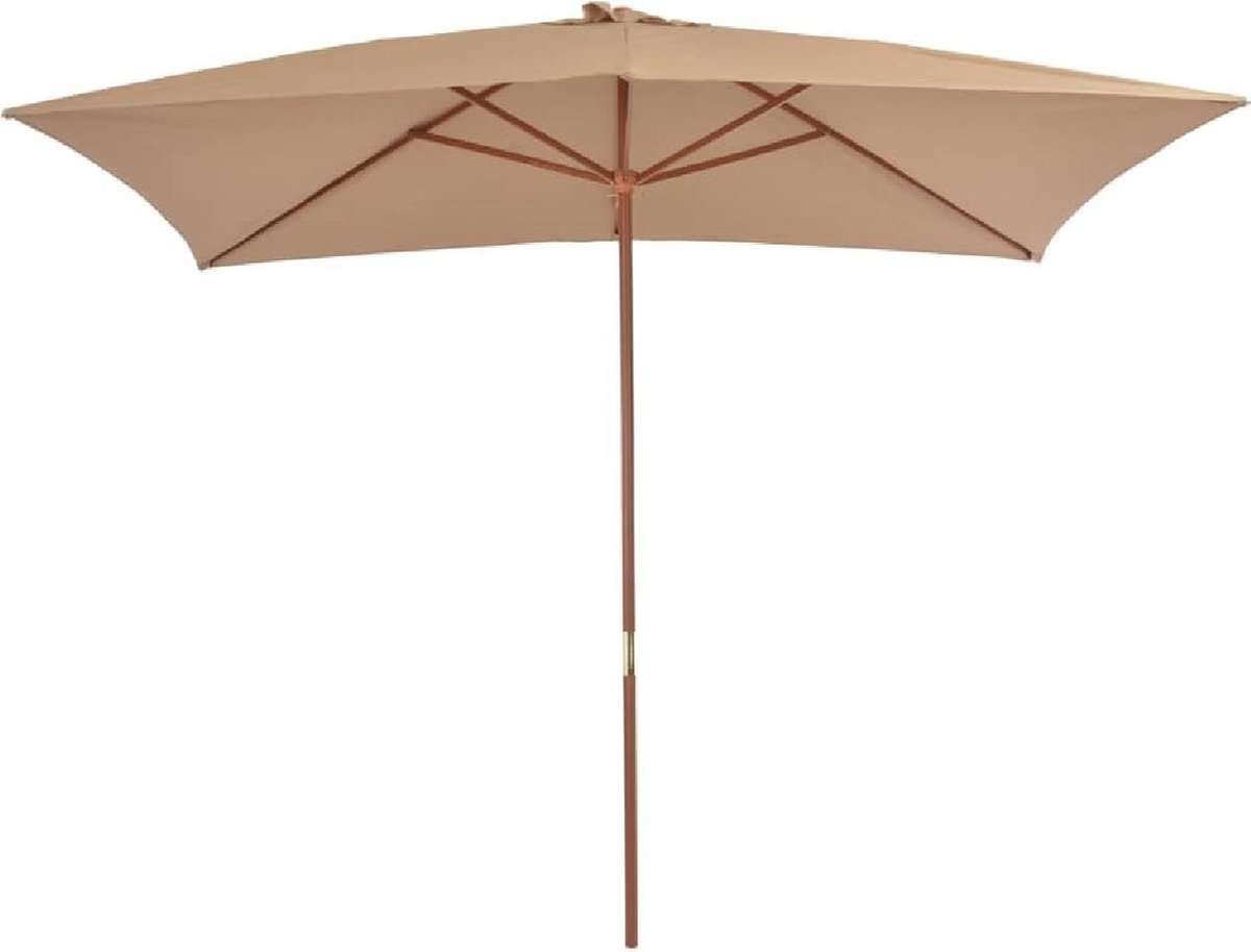 Tuin parasol Taupe met Houten Paal 200x300CM - Tuinparasol ...