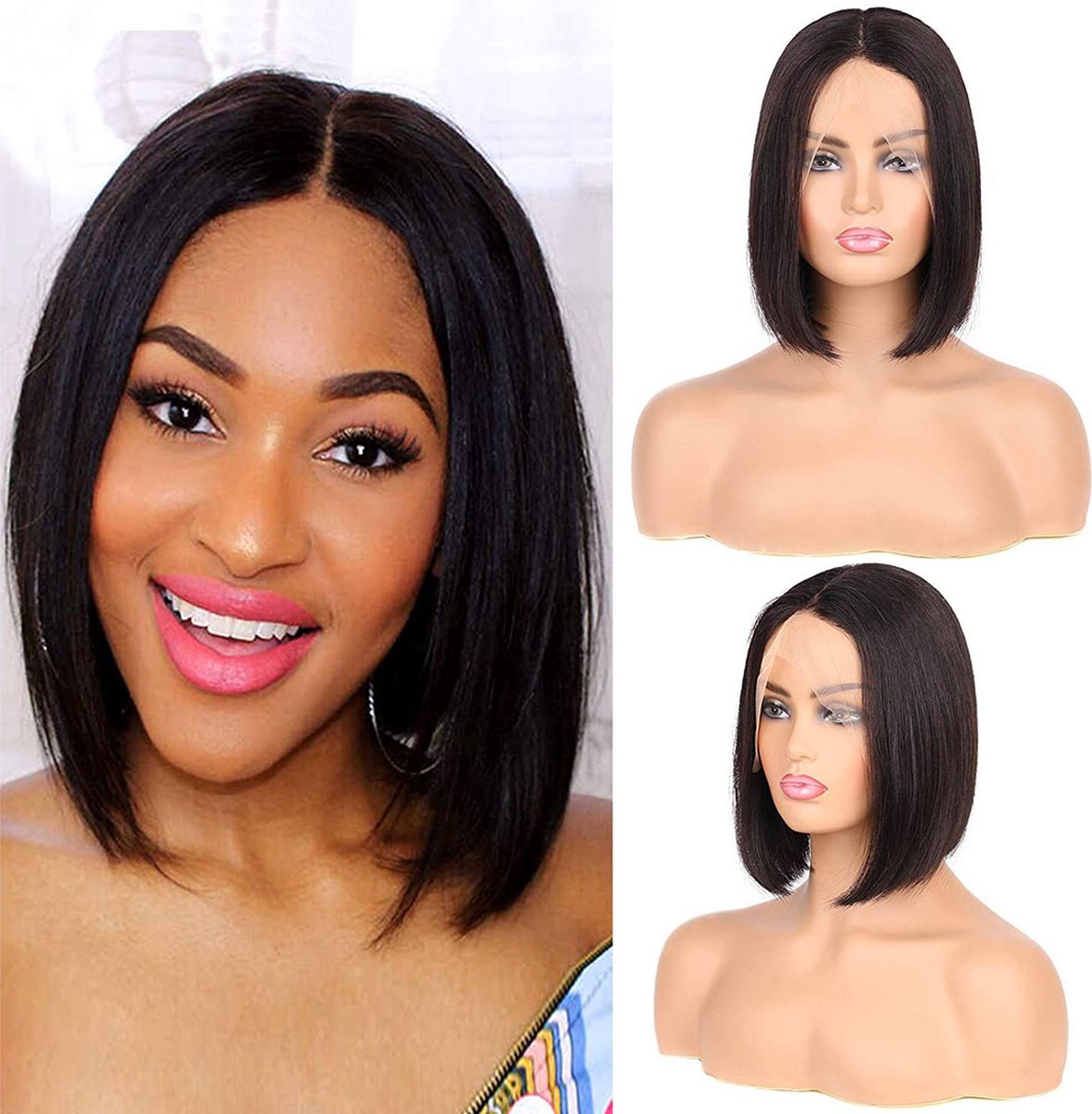 Gratyfied - Pruiken Dames Echt Haar - Pruik Zwart - Pruiken Dames ...