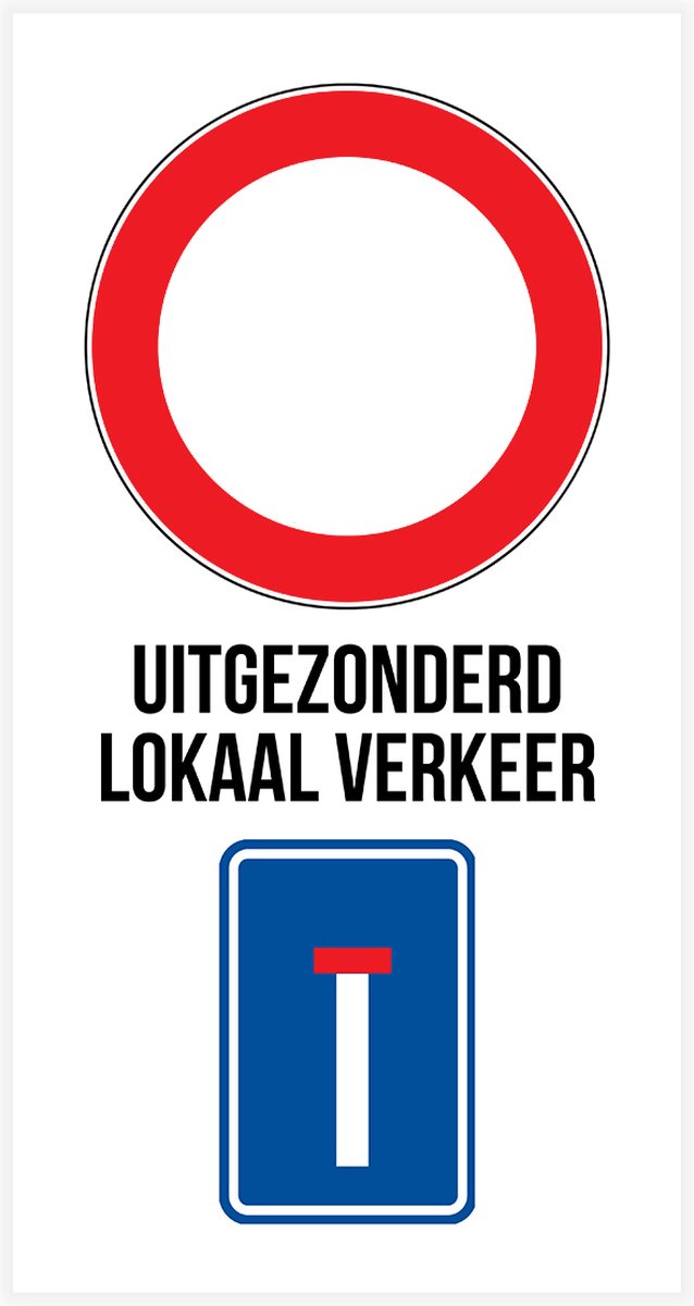 Pictogram/ bord | "Uitgezonderd lokaal verkeer" | Doodlopende weg | 20 x 40 cm | Bord... | bol
