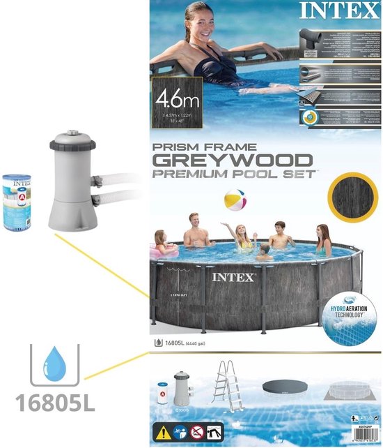 Piscine Intex Prism Frame Greywood - Piscine hors sol - 457 x 122 cm ...