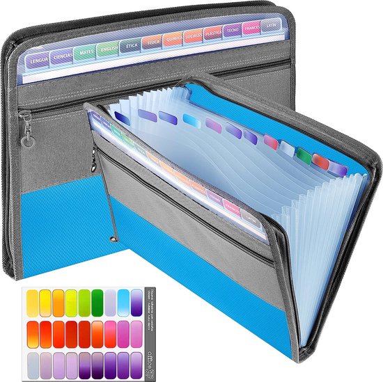 DIN A4, Documententas, compartimentenmap met 13 mappen, sorteermap met ...