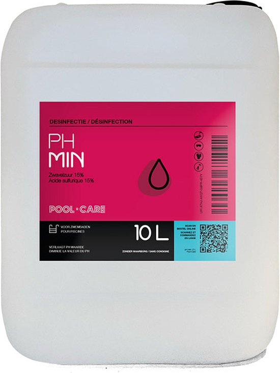 Pool-Care pH min 10 l - pH minus voor zwembad - Zwavelzuur 15% - Vloeibaar - Zwembad -... | bol