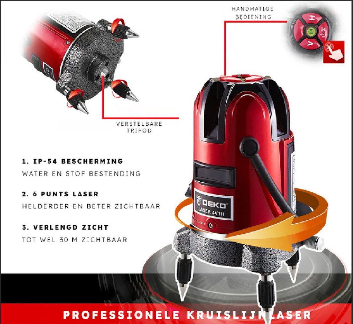Professionele Kruislijnlaser met Tripod - Kruislijnlaser - Bouwlaser ...