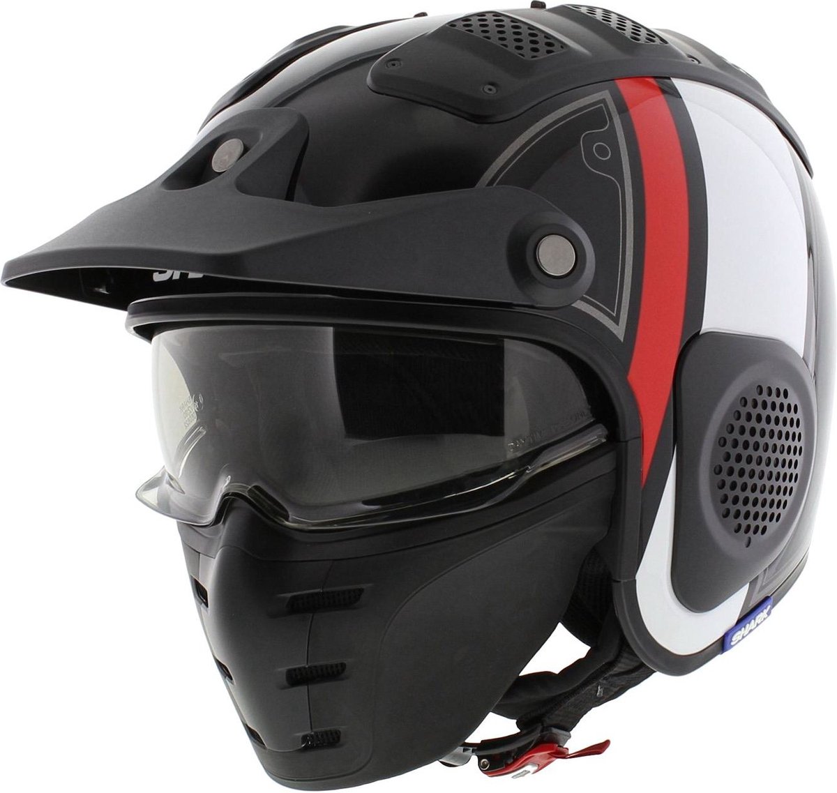 Shark X-Drak Trial Helm Terrence glans zwart wit rood XS - Motorhelm ...