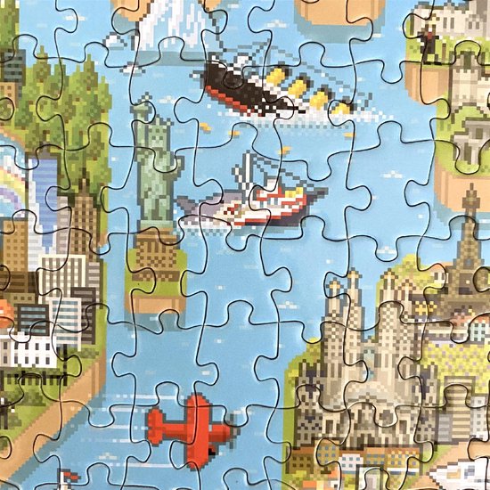 Bopster - wereldkaart puzzel - 1.000 stukjes - 70x50cm - geweldig 8-bit ...