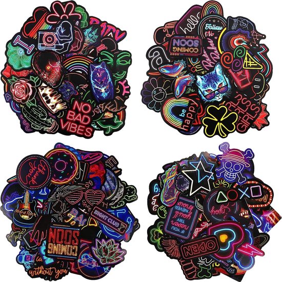 Neon Star Sticker Set, 200 stuks Vintage Graffiti Decals, Waterdichte ...