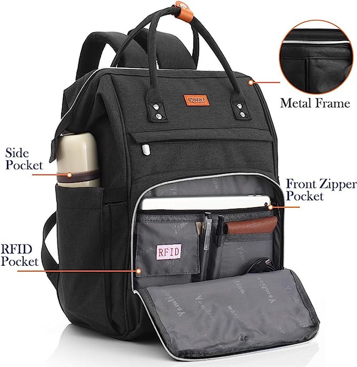 Rugzak voor dames met RFID-tas,laptop rugzak voor 15.6 inch laptop ...