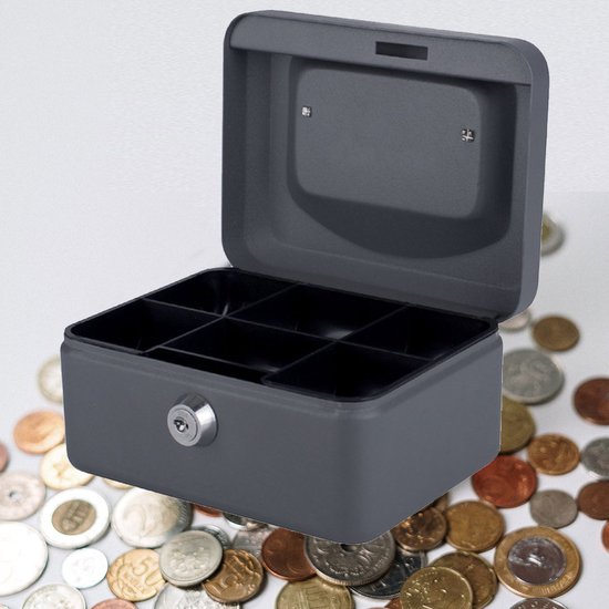 BRASQ Geldkist - Geldkluis met sleutel - Geld kluis met 6-vaks ...