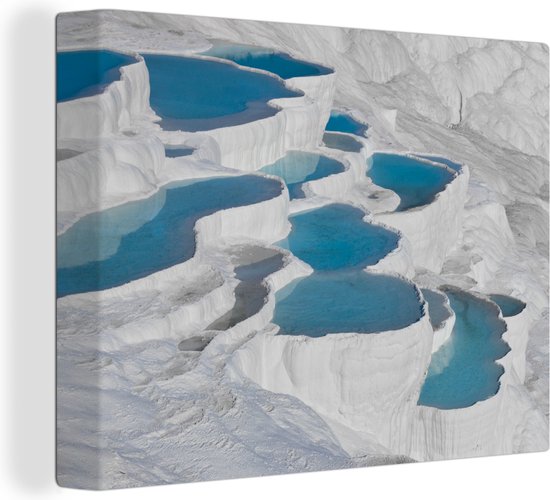 Canvas Schilderij Blauw water in het kalk van Pamukkale in Turkije ...