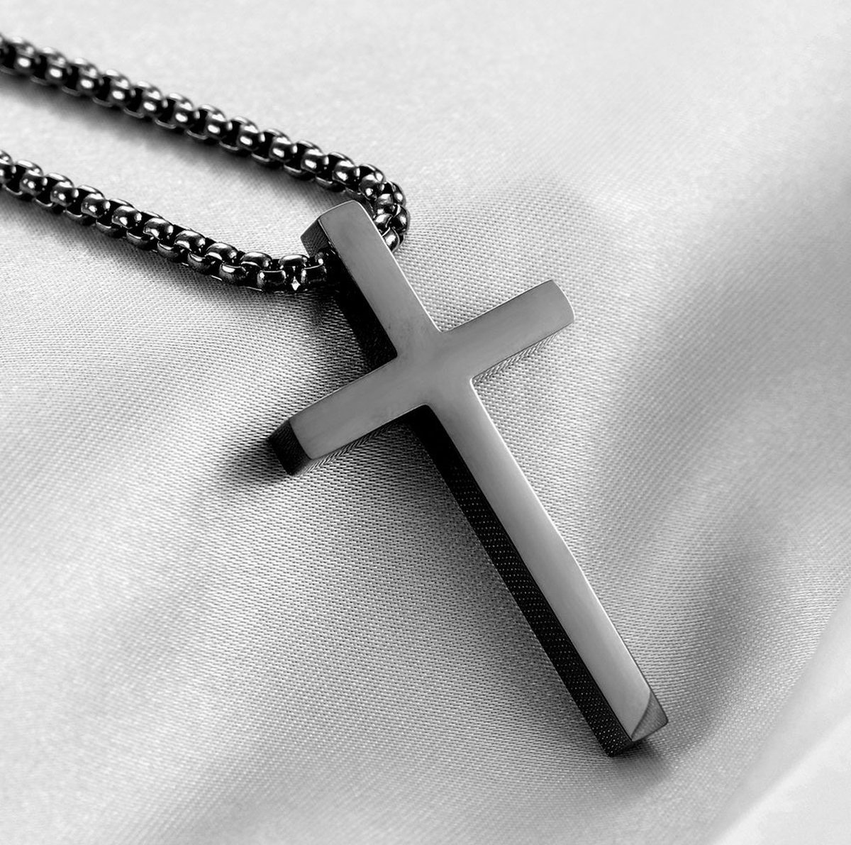 Sorprese Ketting Kruis - Ketting heren - Zwart - 60 cm - Heren Ketting ...