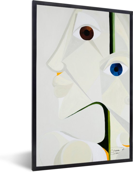 Fotolijst incl. Poster - Gezichten - Ogen - Wit - Abstract - 80x120 cm ...