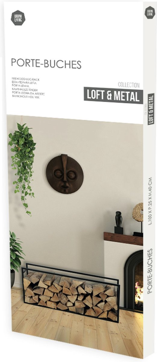 Urban Living Haardhout/houtblokken opslag rek - metaal - 100 x 25 x 40 ...