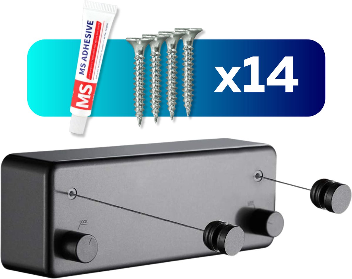 kwali.® Waslijn Uittrekbaar - Waslijndraad met stalen kern - Wasdraad ...