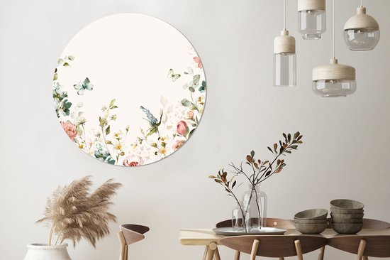 WallCircle - Muurstickers - Behangcirkel - Bloemen - Vlinder - Waterverf - Meisjes -... | bol