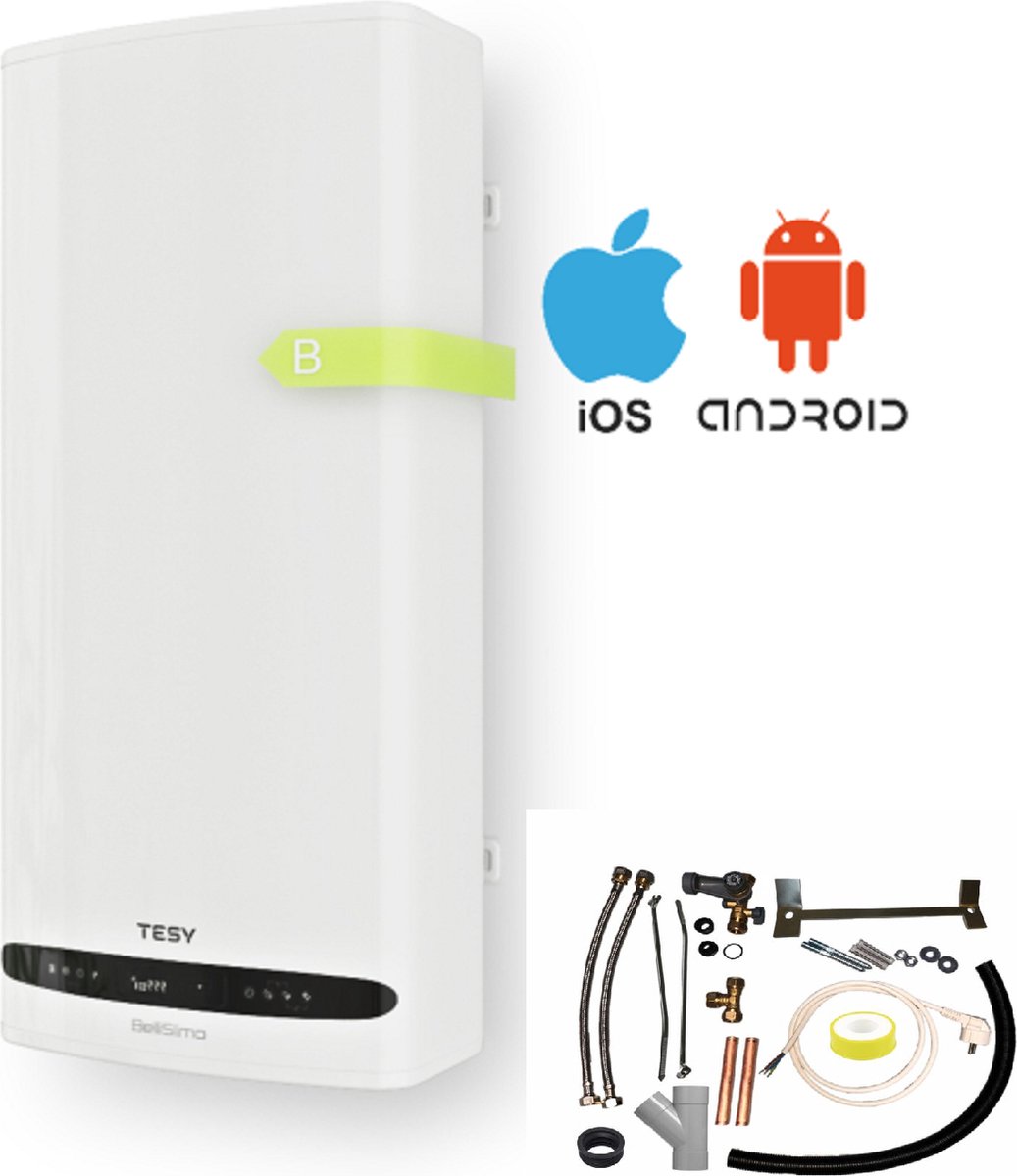 Slimme design boiler 40 liter met installatieset voor verticale boilers ...