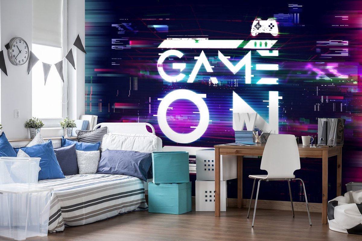 Fotobehang - Vlies Behang - Game On - Gamekamer - Gaming - Gamer - 460 ...