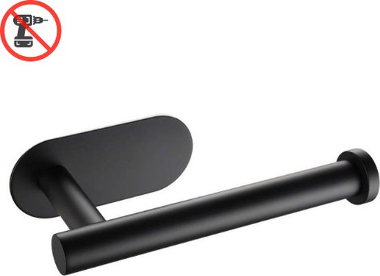 Stijlvolle Zwarte WC-rolhouder - Eenvoudige Installatie zonder boren ...