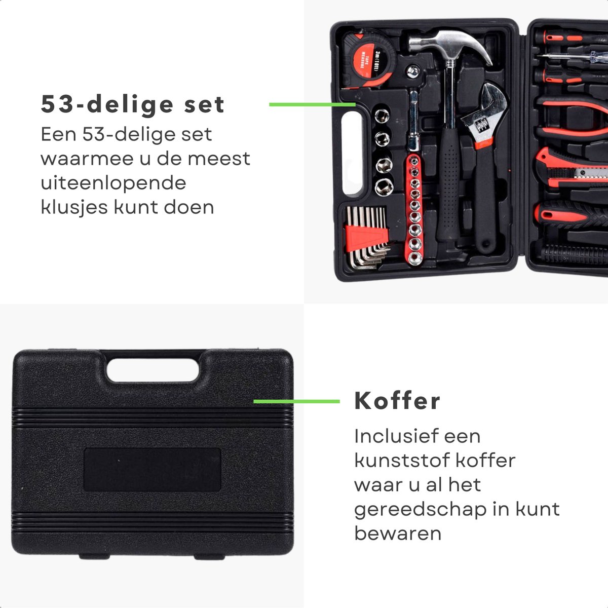 Ensemble d'outils Cheqo® 53 pièces - Set Outils - Marteau à griffes ...