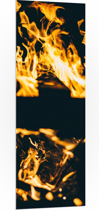 PVC Schuimplaat - Vuur - Hout - Kampvuur - Geel - 50x150 cm Foto op PVC ...
