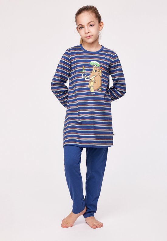 Woody pyjama meisjes - mammoet - streep - 232-10-BLB-S/904 - maat 140 | bol