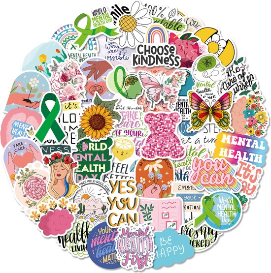 50 stuk mentale gezondheid Cartoon stickers voor kinderen en ...