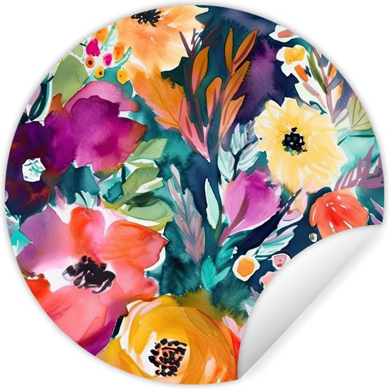 WallCircle - Muurstickers - Behangcirkel - Bloemen - Olieverf - Kunst - Natuur -... | bol